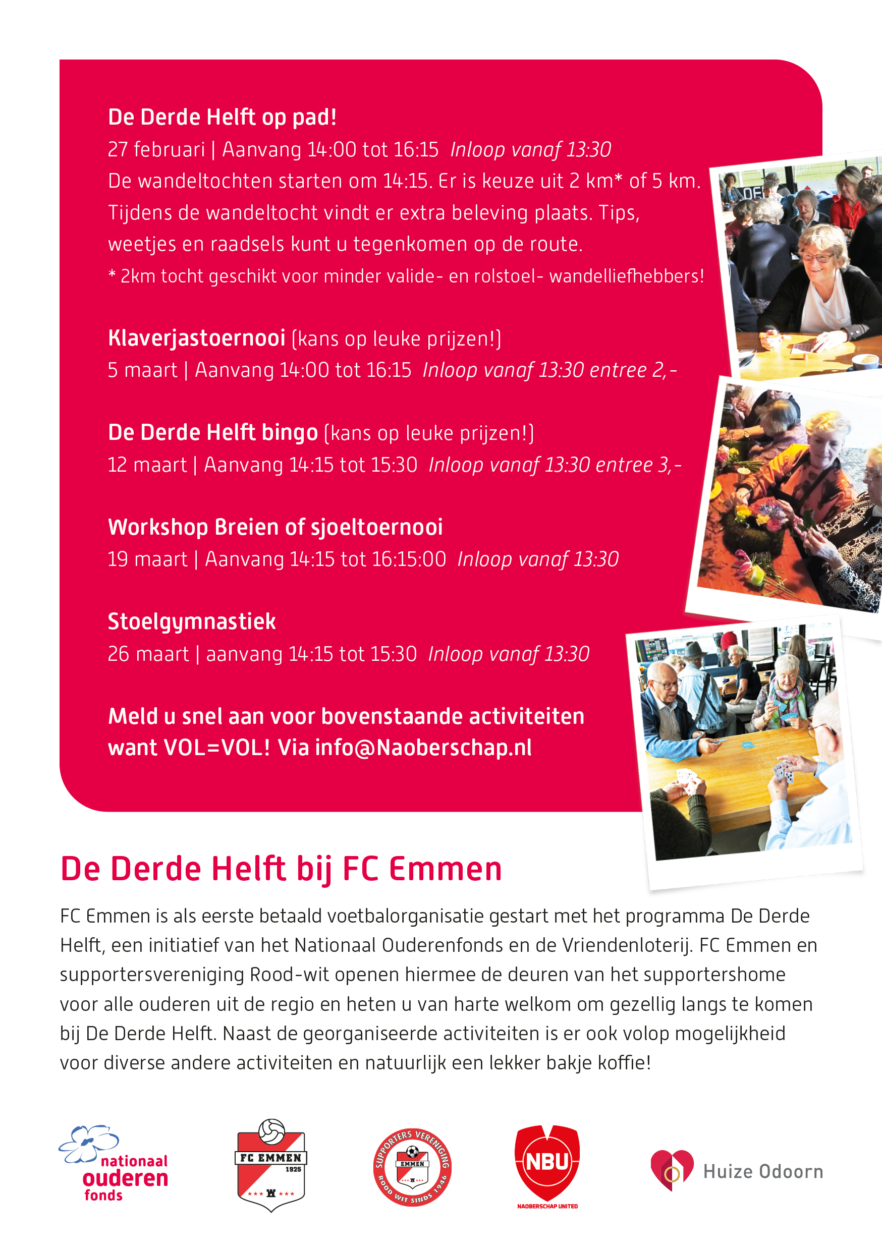 De Derde Helft: Nieuwe activiteitenkalender voor 55-plussers! - FC Emmen